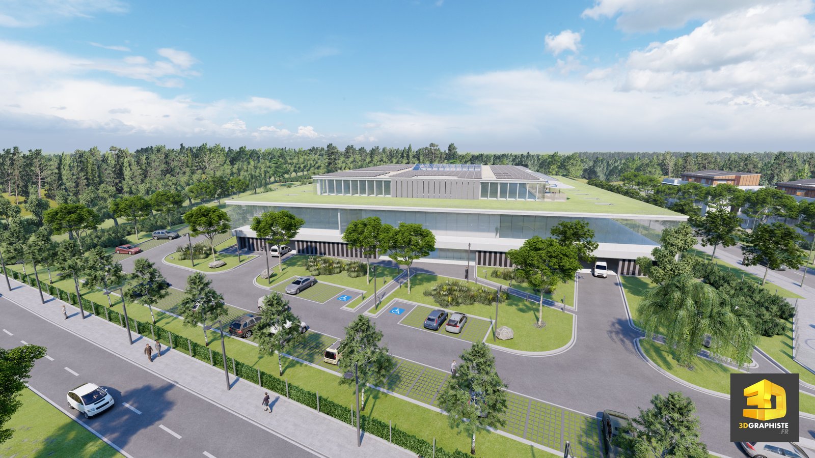 Visualisation 3D d'Architecture d'un bâtiment d'entreprise - 3DGRAPHISTE.FR