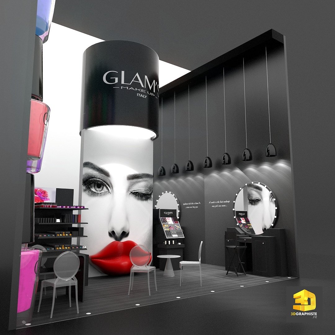 Stand cosmétiques - Glam's Make Up - 3DGRAPHISTE.FR